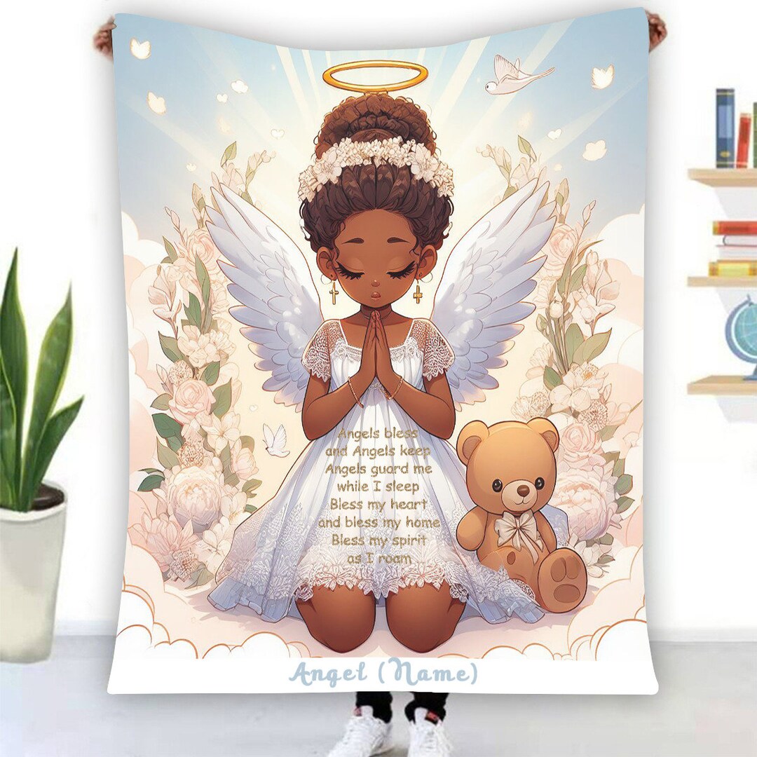 Angels Bless & Angels Keep | Custom Name Prayer Angel | Single-side ...