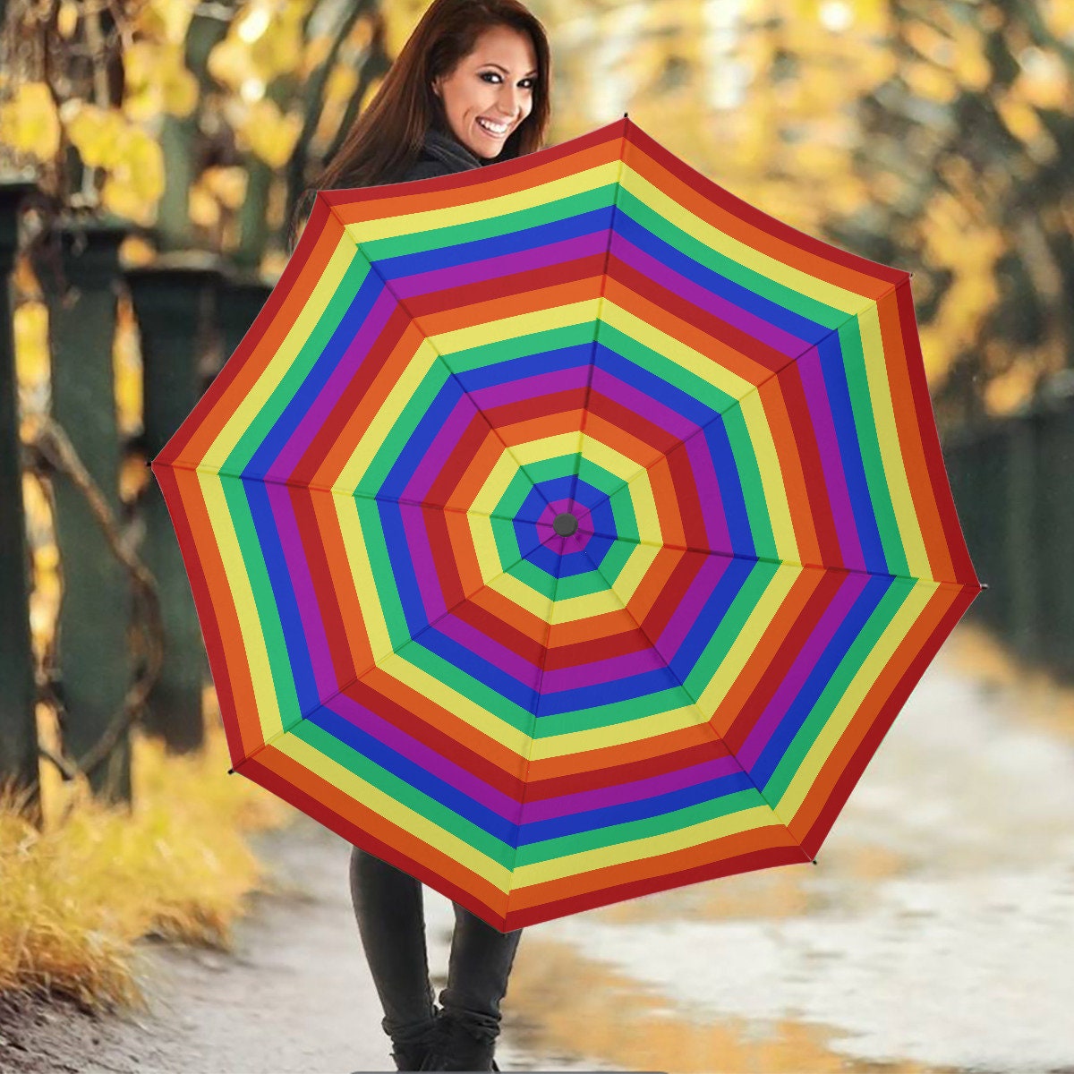 Rainbow Hexagonal Stripes Sun Shade Parasol Compact Umbrella - Etsy