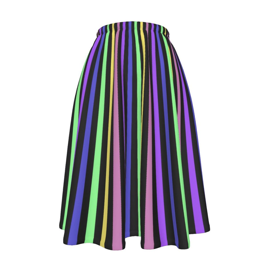 Neon Cyberpunk Rainbow Stripes All-over Print Women's Long Midi Skirt ...