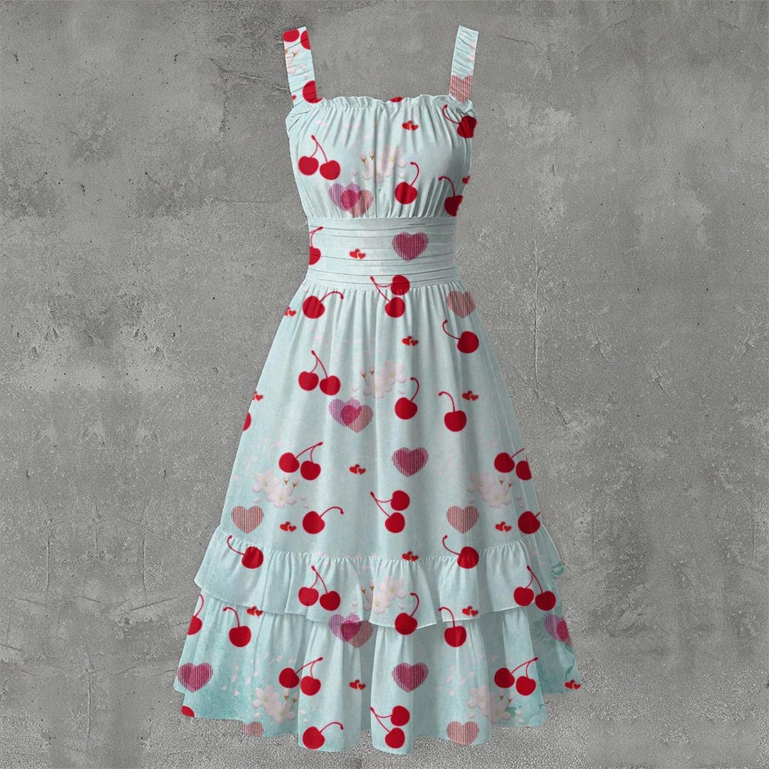 4 Cherry Prints | so Pretty! All-over Print Women‘s Ruffle Hem Dress - Etsy