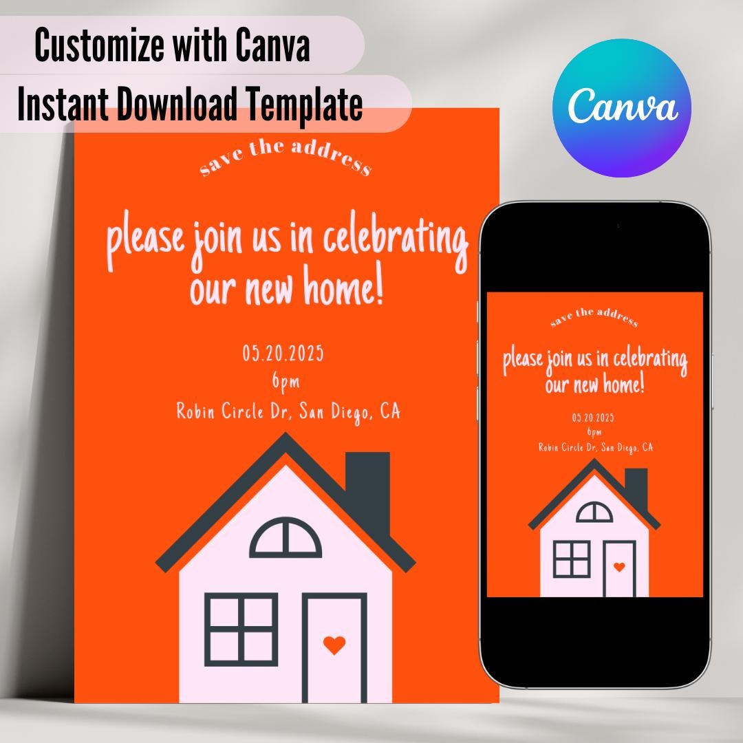 Minimalist House Warming Invitation Bright Colorful Instant Download ...