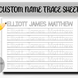 Personalized Name Tracing Sheet, Custom Name Trace, Preschool Letter ...