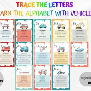Preschool Truck Themed Writing Worksheet Set, Transport Vehicles Names ...
