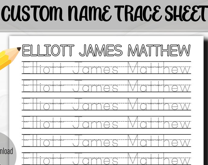 Personalized Name Tracing Sheet, Custom Name Trace, Preschool Letter ...