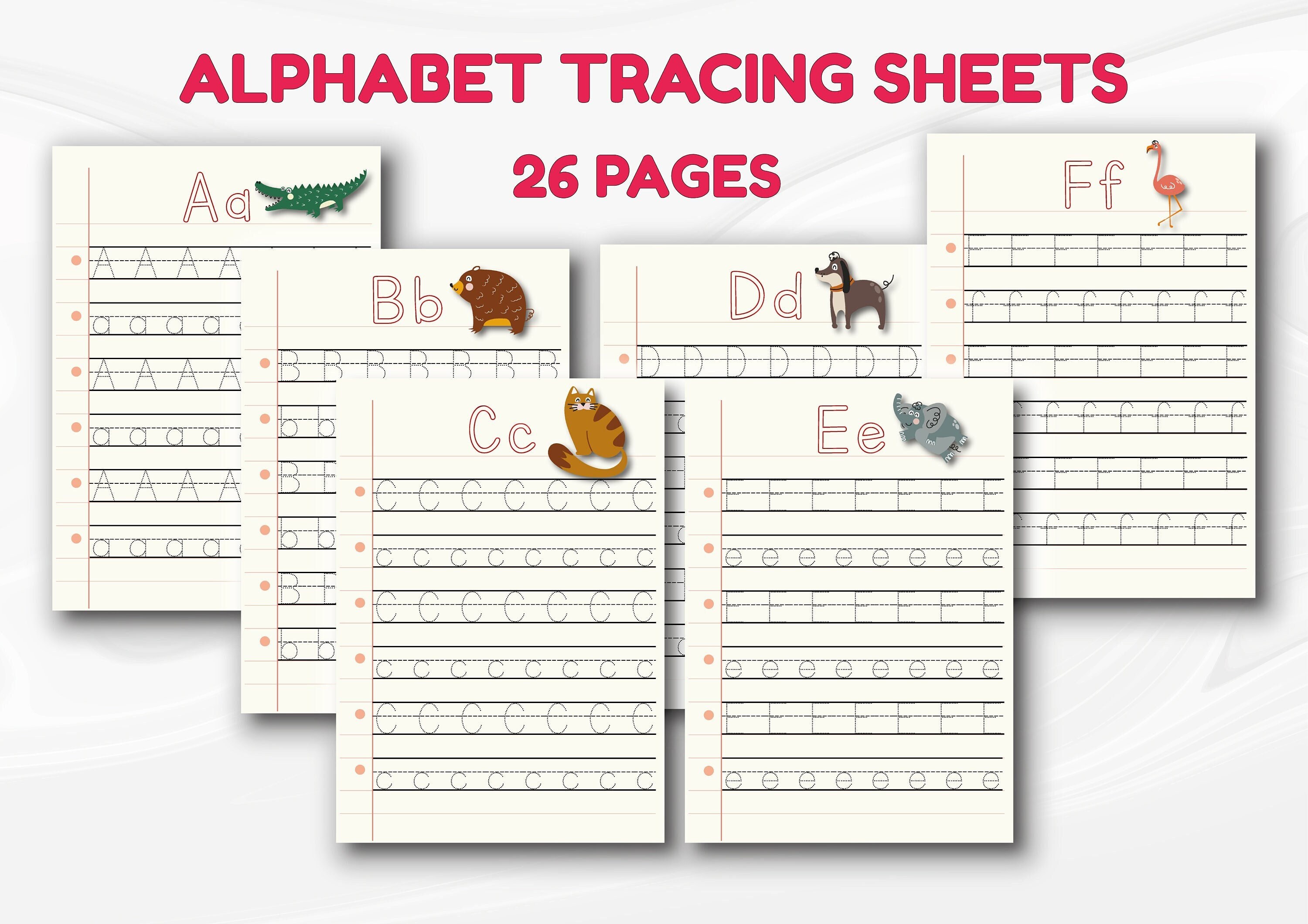 Kindergarten Alphabet Learning Worksheet, Preschool ABC Letters Tracing ...