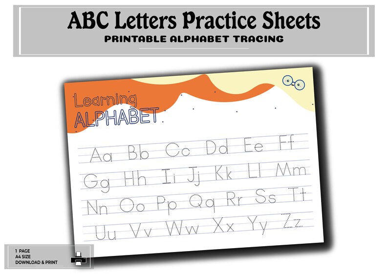 Printable Alphabet Tracing Sheet Preschool Learning Activity - Etsy