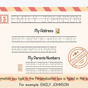 Personalized Name Tracing Worksheet: Address & Phone Number (digital ...