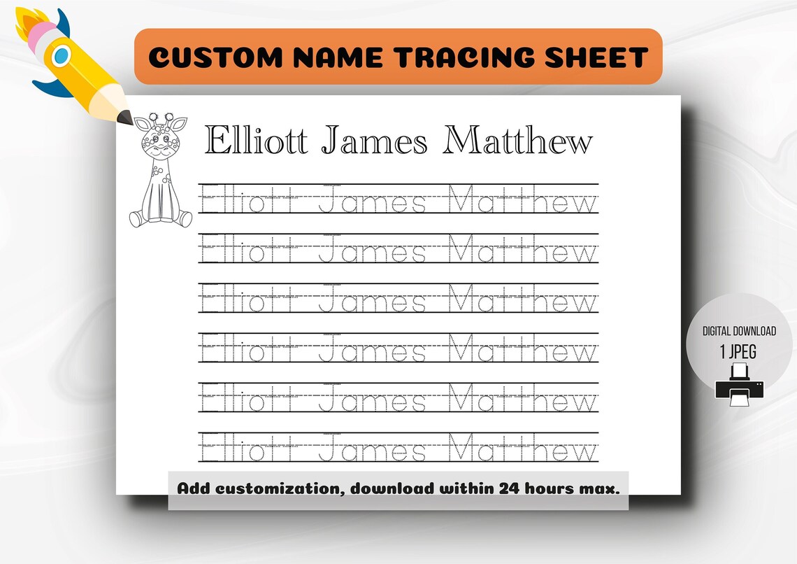 Printable Preschool Name Tracing Worksheet, Custom Name Tracing ...