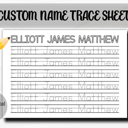 Personalized Name Tracing Sheet Custom Name Trace Preschool - Etsy