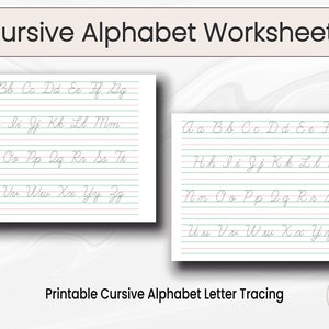 Cursive Alphabet Tracing Worksheets: Handwriting Practice (digital ...