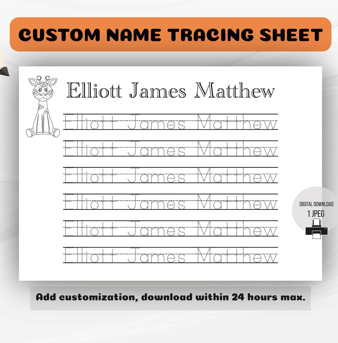 Printable Preschool Name Tracing Worksheet, Custom Name Tracing ...