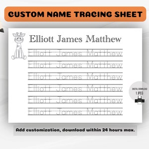 Printable Custom Name Tracing Worksheet: Homeschool Activity (digital ...