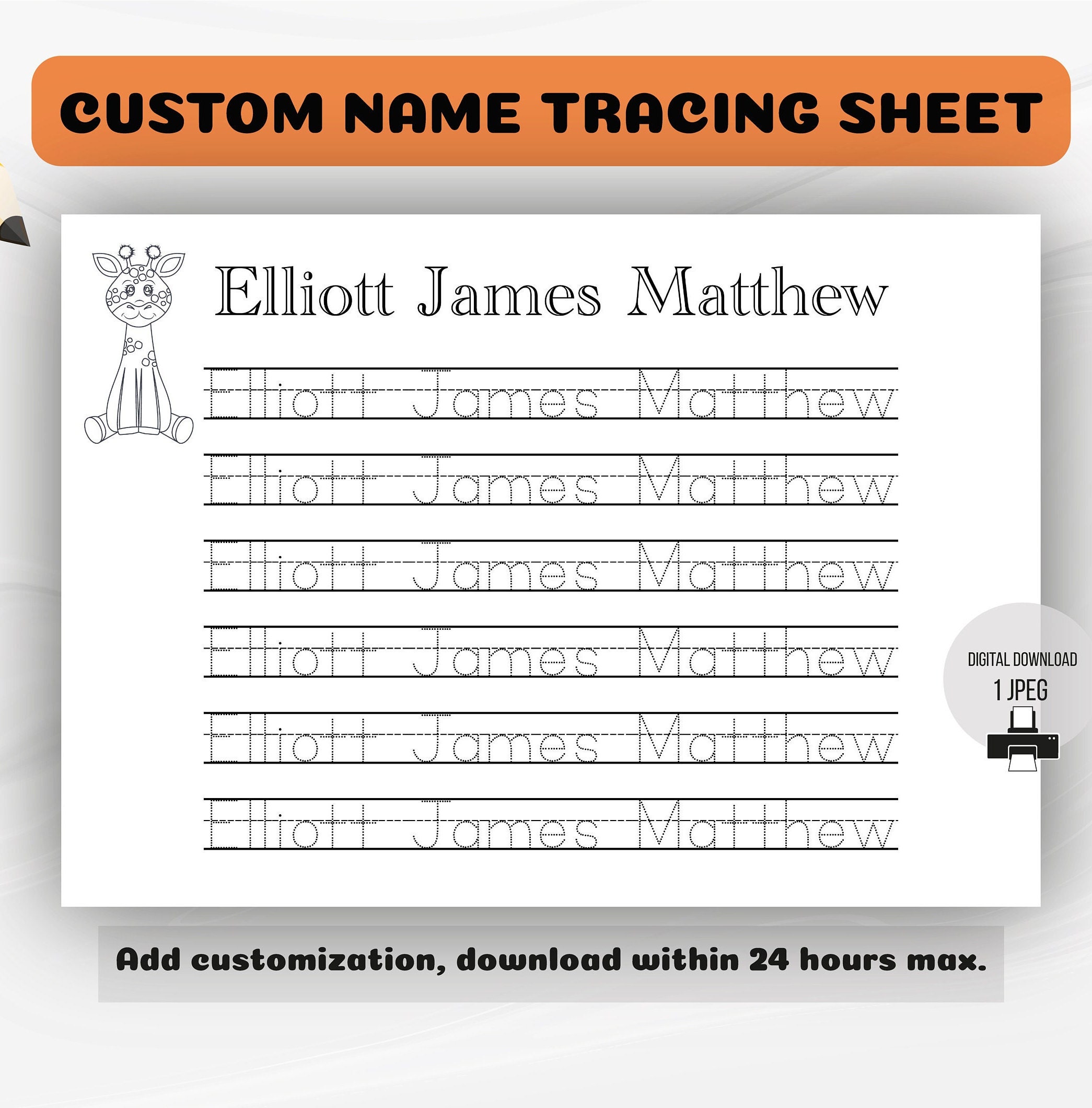 Printable Preschool Name Tracing Worksheet, Custom Name Tracing ...