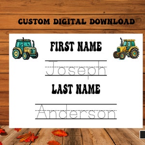 Custom Handwriting Practice Sheet, First and Last Name Tracing Sheet ...