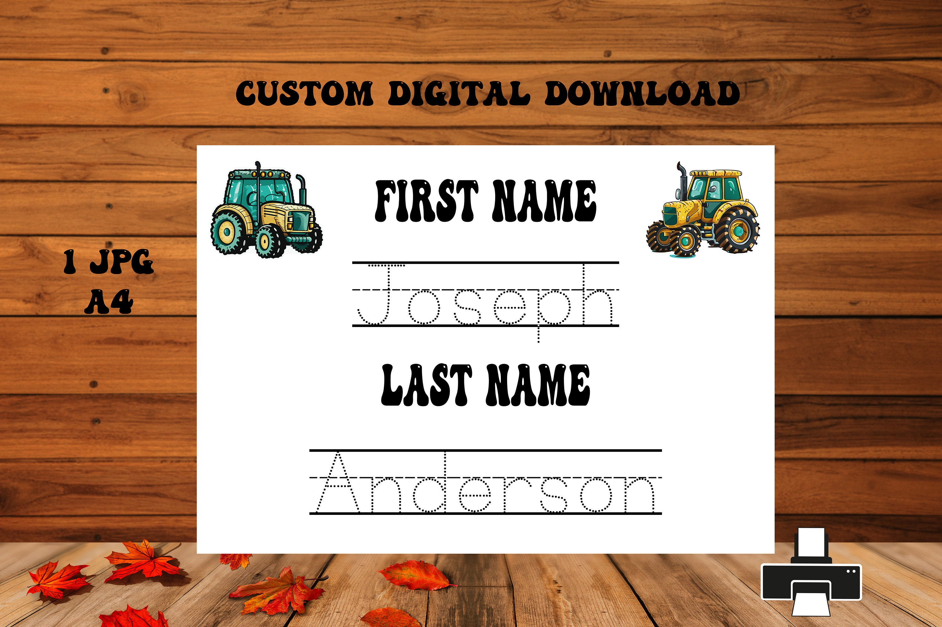 Custom Handwriting Practice Sheet, First and Last Name Tracing Sheet ...