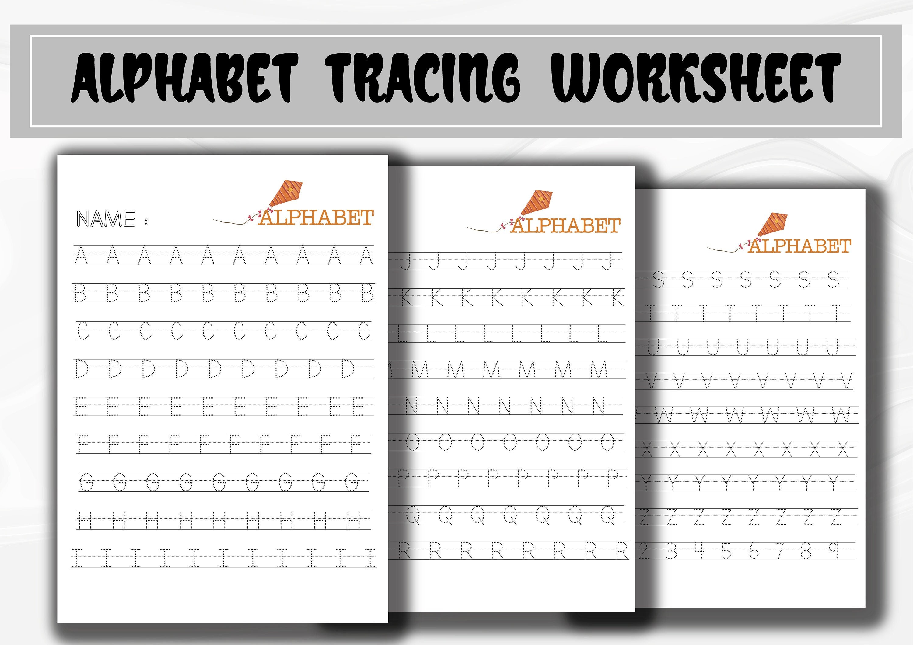26 Capital Letter Alphabet Tracing Worksheet, ABC Letter Tracing ...