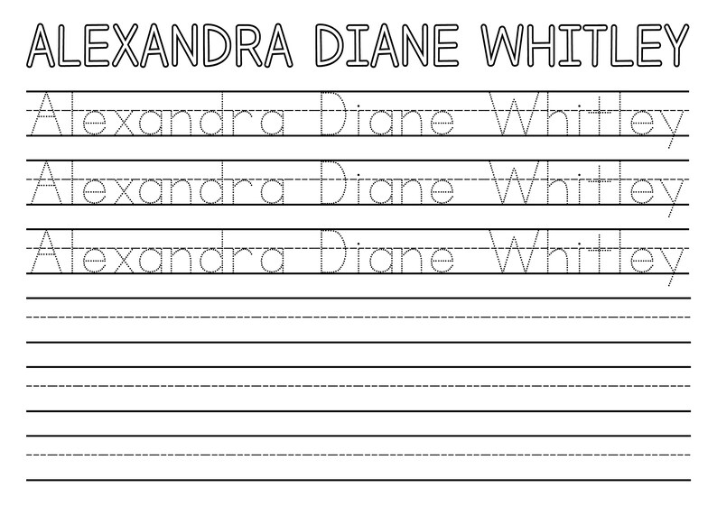 Personalized Name Tracing Sheet for Preschool, Custom Learn to Write ...