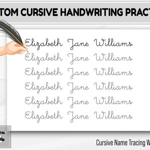 Custom Cursive Name Tracing Worksheet: Handwriting Practice (digital ...
