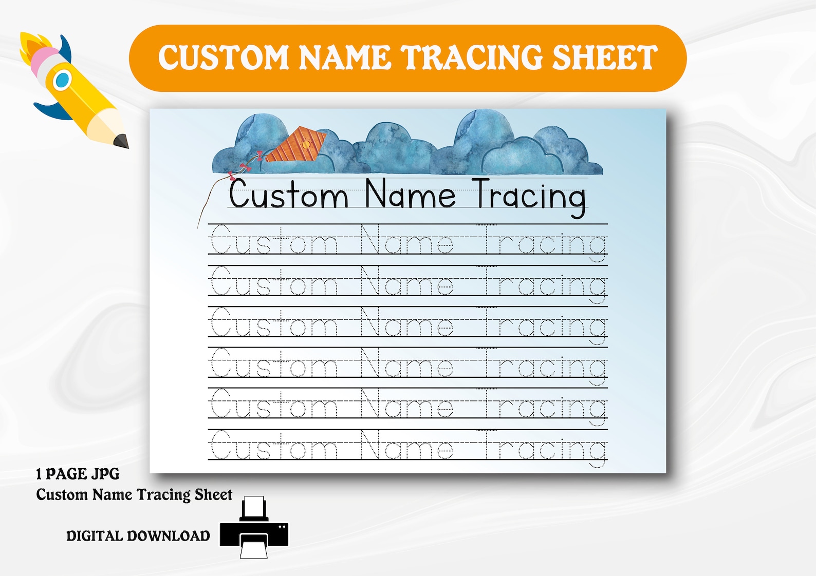 Custom Educational Tracing Sheet, Personalized Trace Name Worksheet ...
