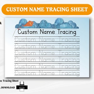 Custom Educational Tracing Sheet, Personalized Trace Name Worksheet ...