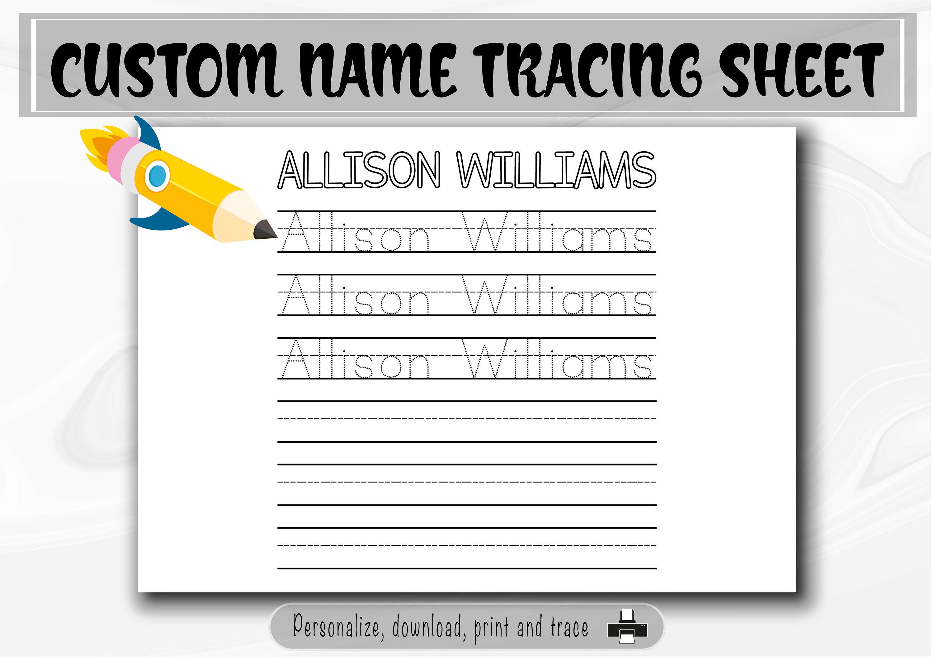 Personalized Name Tracing Worksheet: Handwriting Practice (digital ...