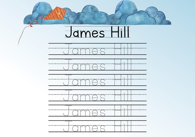 Custom Educational Tracing Sheet, Personalized Trace Name Worksheet ...