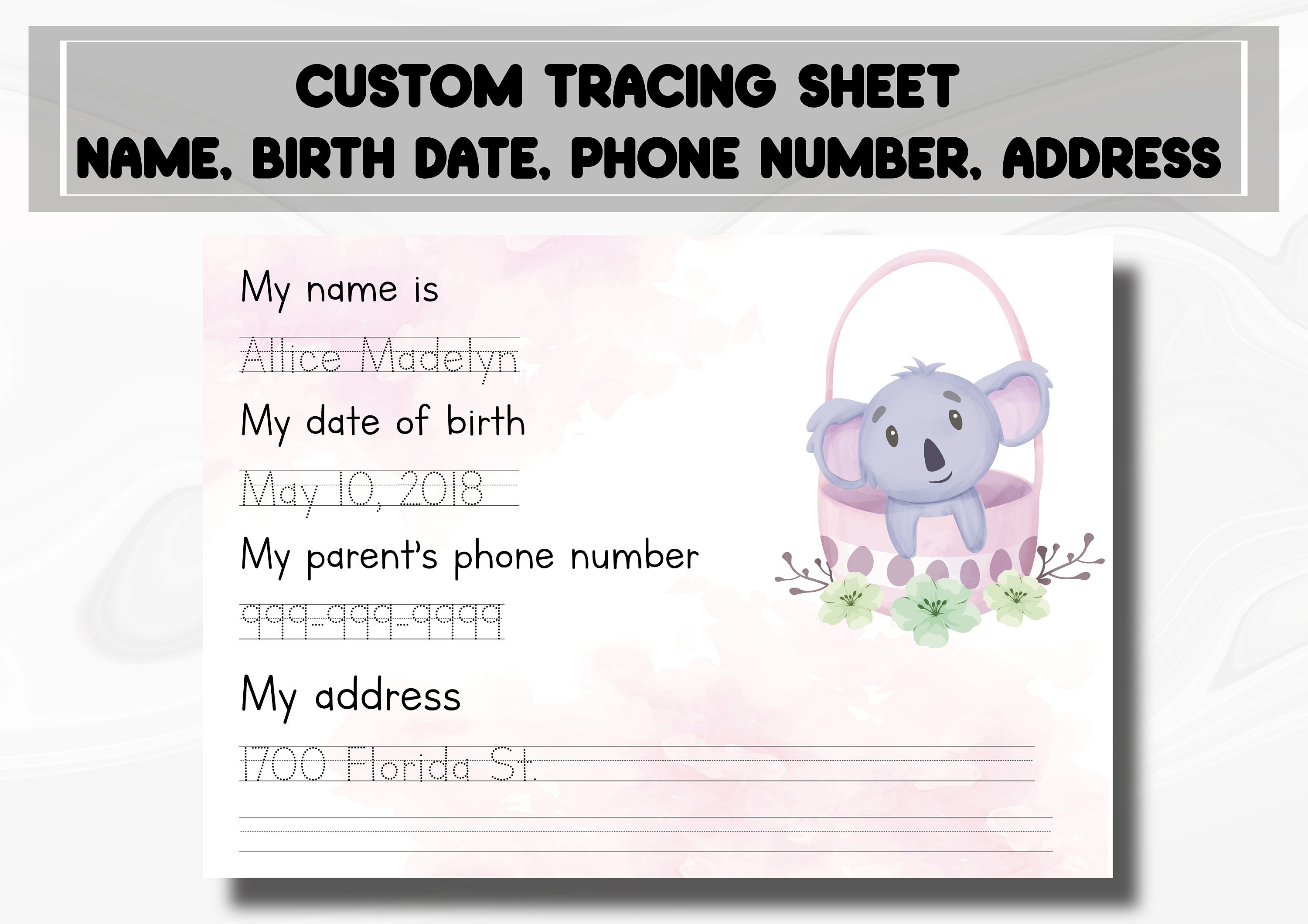 Address Learning Exercise for Kids, Practice Learning to Write Address ...