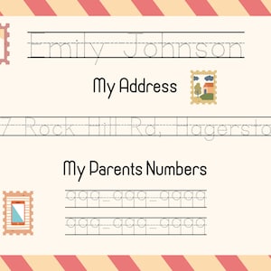 Personalized Name Tracing Worksheet: Address & Phone Number (digital ...