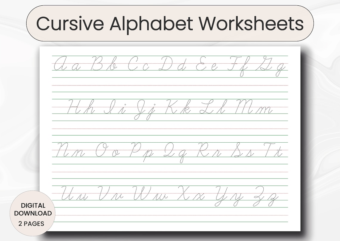 Cursive Alphabet Letter Tracing Worksheets, Printable Cursive ...