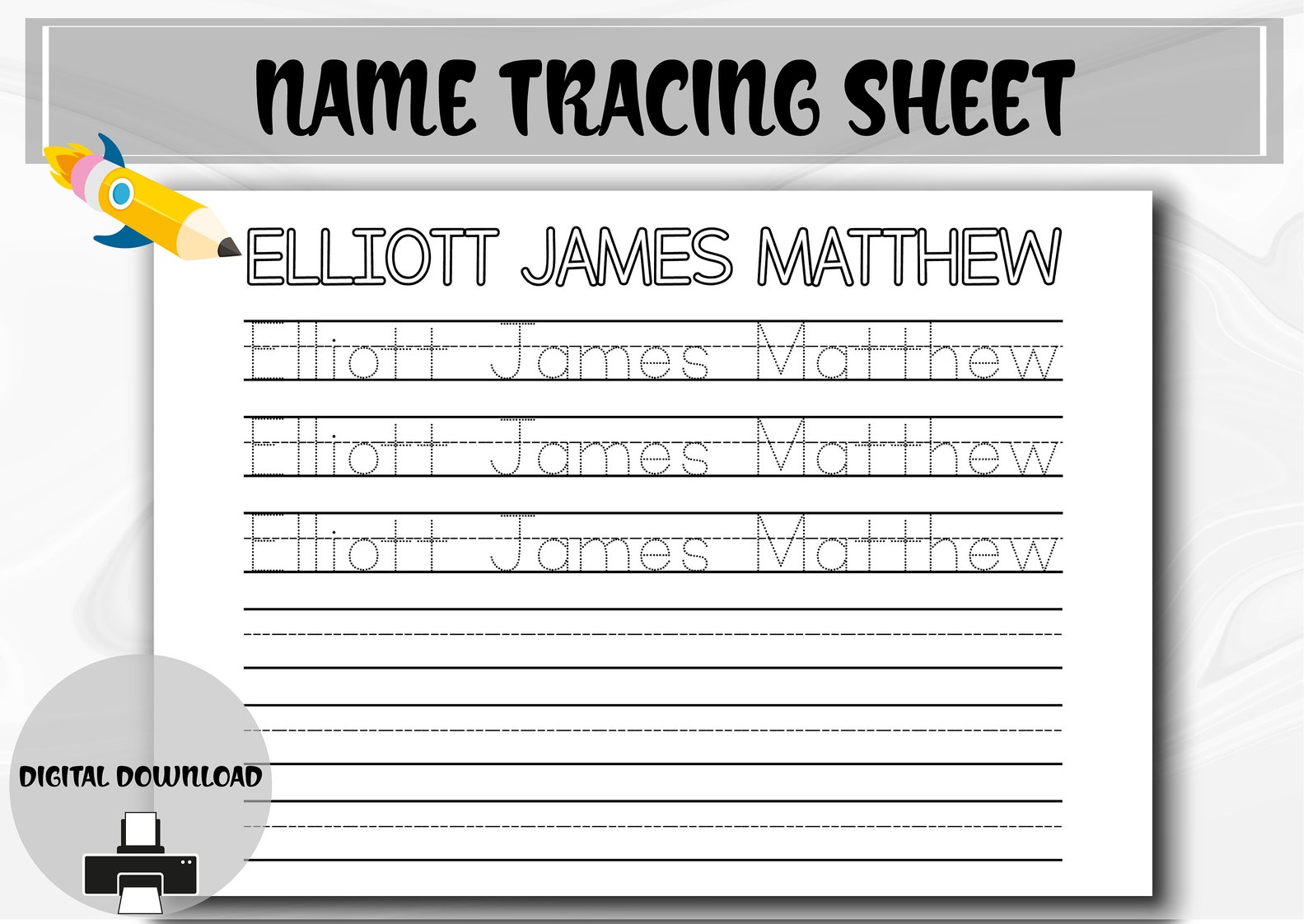 Personalized Name Tracing Sheet for Preschool, Custom Learn to Write ...