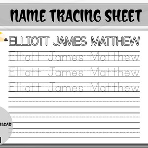 Personalized Name Tracing Sheet for Preschool, Custom Learn to Write ...