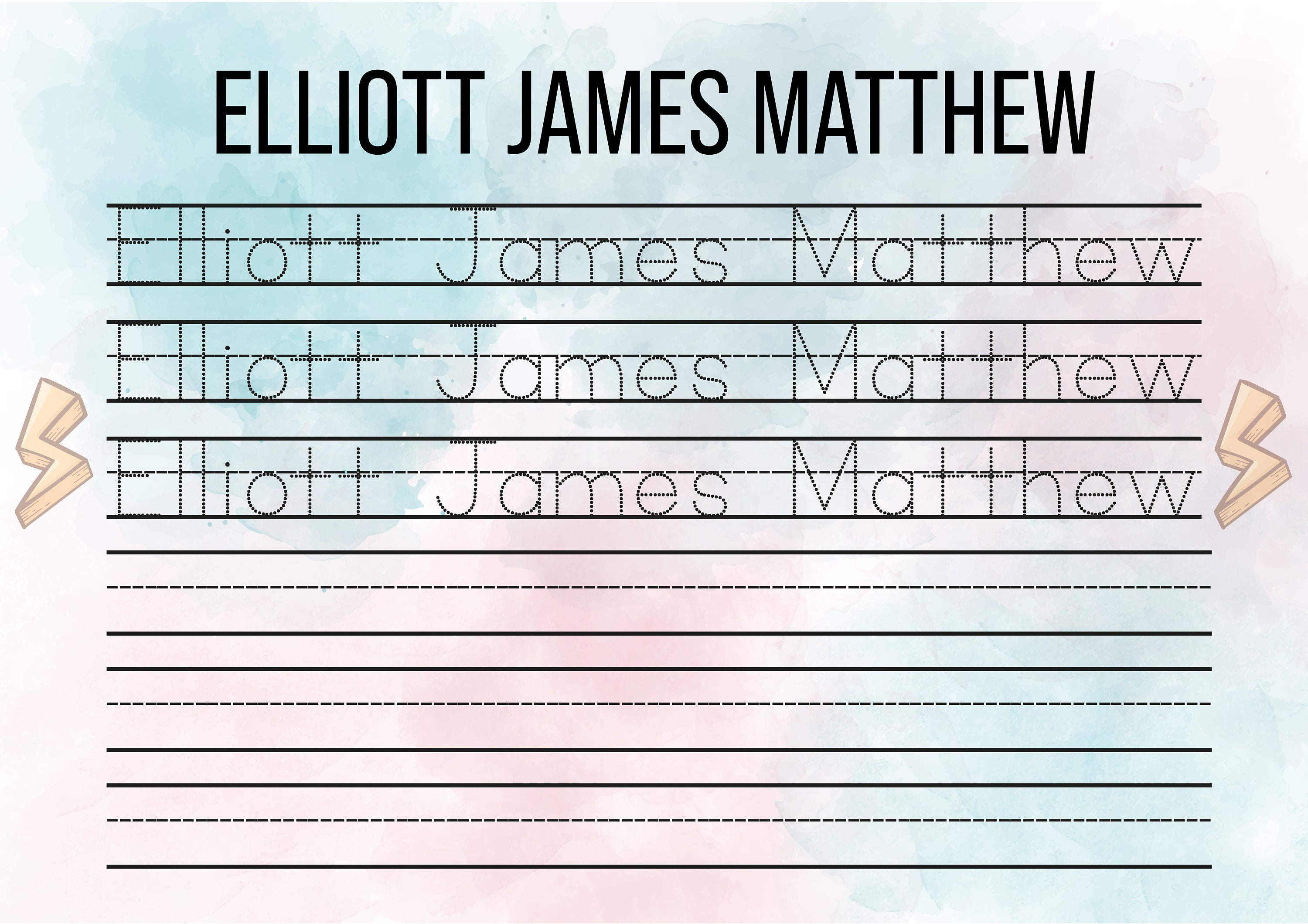 Custom Name Tracing Worksheets 3 Pages, Printable Handwriting Practice ...