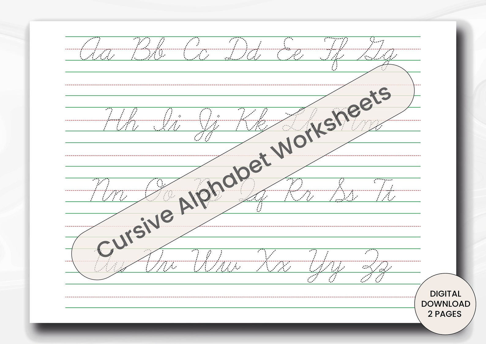 Cursive Alphabet Letter Tracing Worksheets, Printable Cursive ...