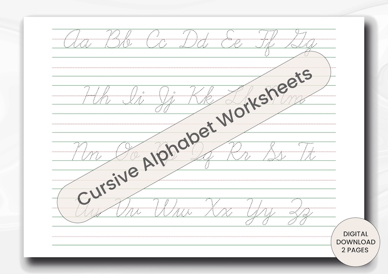 Cursive Alphabet Letter Tracing Worksheets, Printable Cursive ...