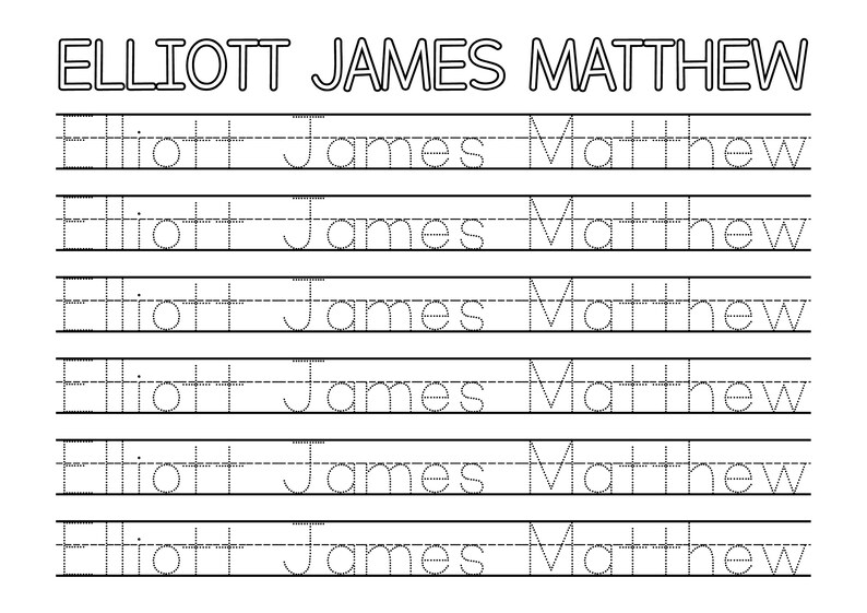 Personalized Name Tracing Sheet, Custom Name Trace, Preschool Letter ...