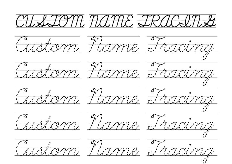 Cursive Practice for Kids, Preschool and Toddlers Activity, Custom ...