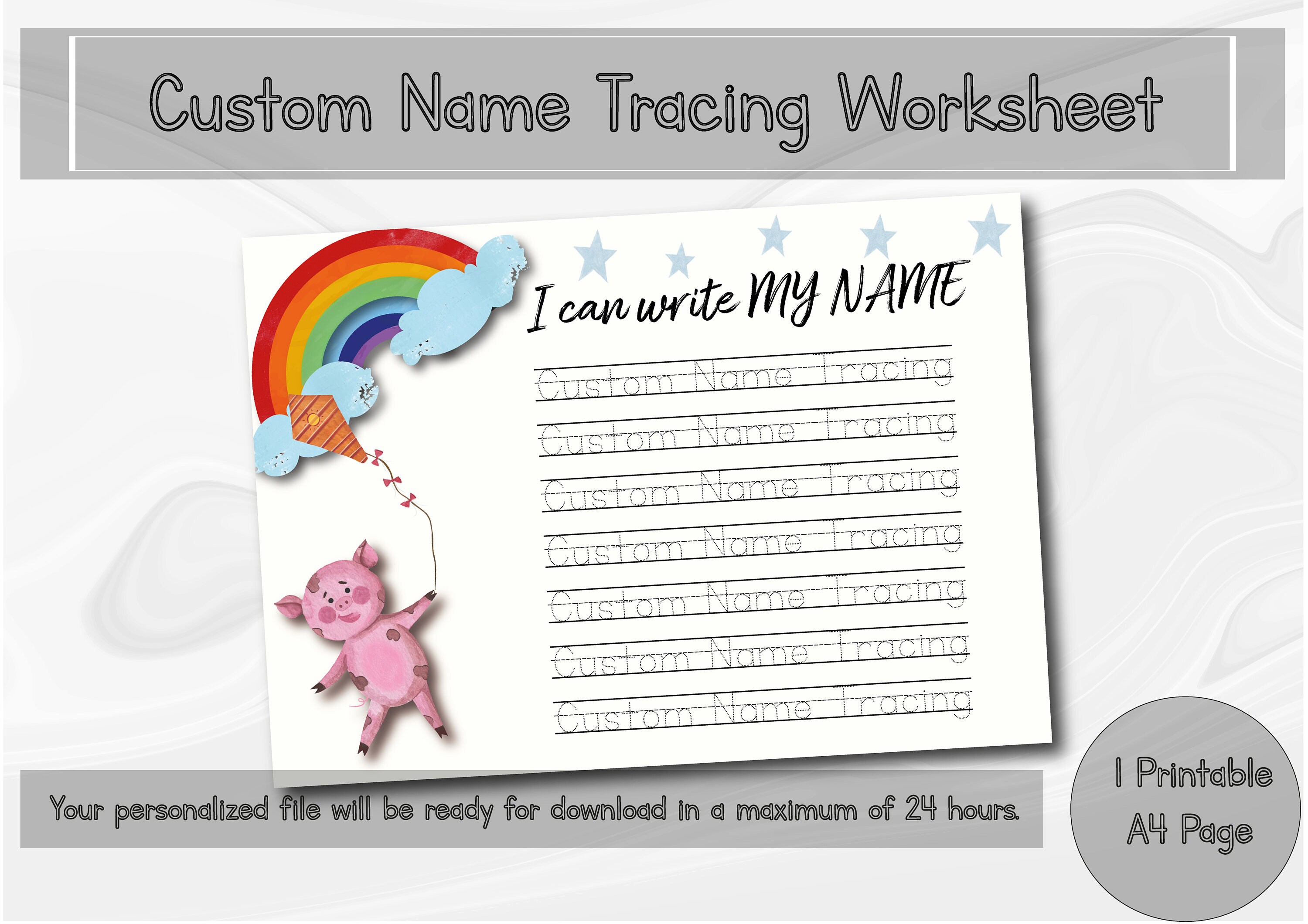 Personalized Name Tracing Sheet, Preschool Educational Worksheet ...