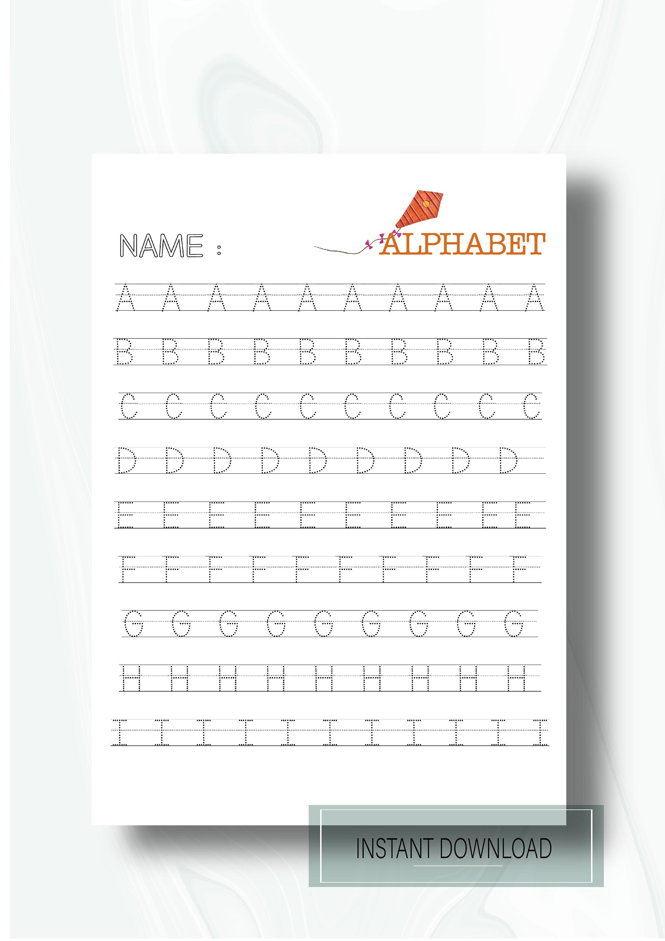 26 Capital Letter Alphabet Tracing Worksheet, ABC Letter Tracing ...