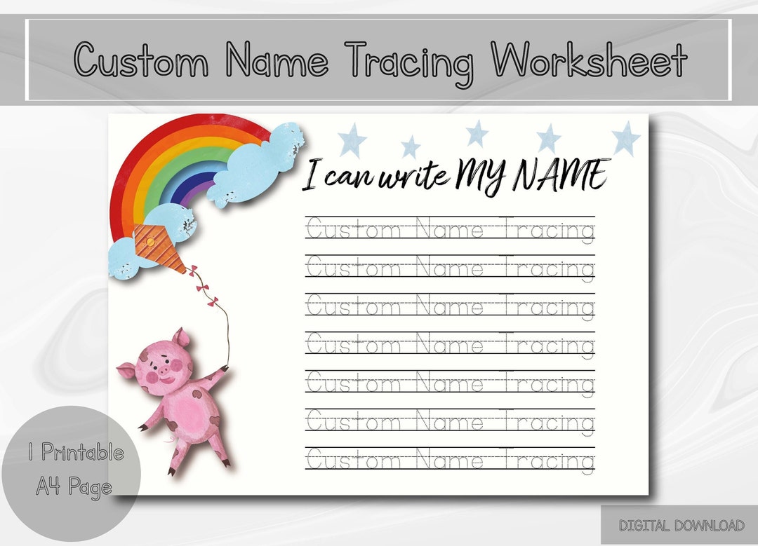 Personalized Name Tracing Sheet, Preschool Educational Worksheet ...