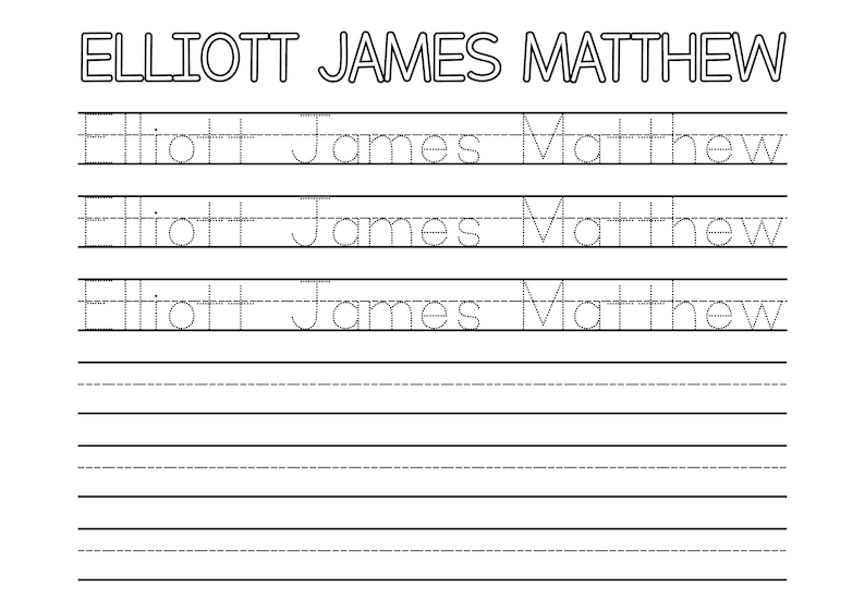 Personalized Name Tracing Sheet for Preschool, Custom Learn to Write ...