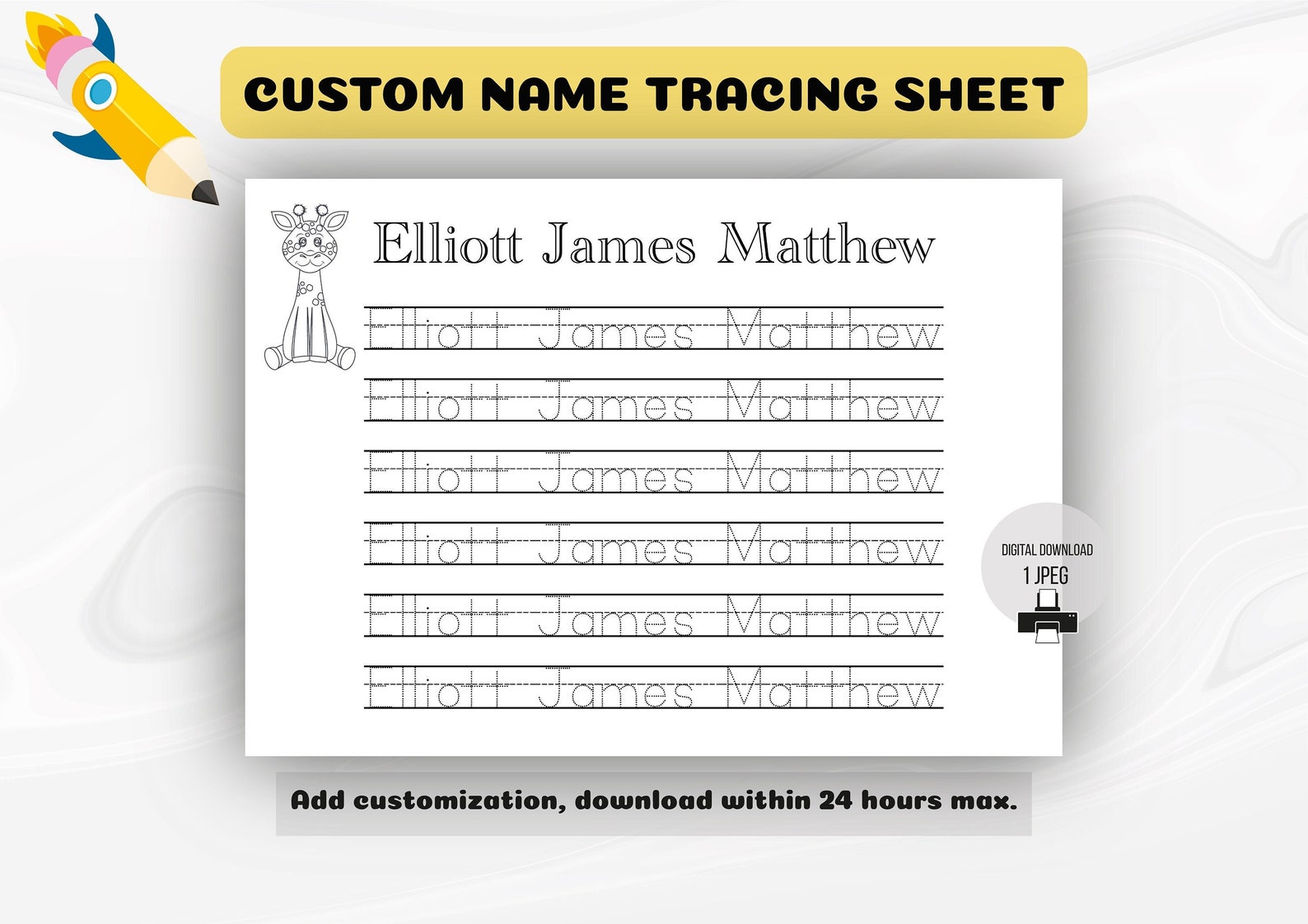 Printable Preschool Name Tracing Worksheet, Custom Name Tracing ...