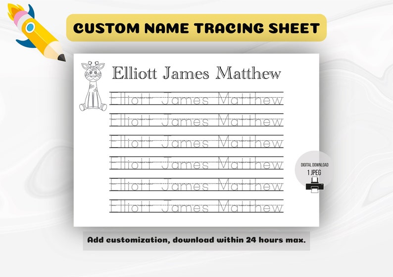 Printable Preschool Name Tracing Worksheet, Custom Name Tracing ...
