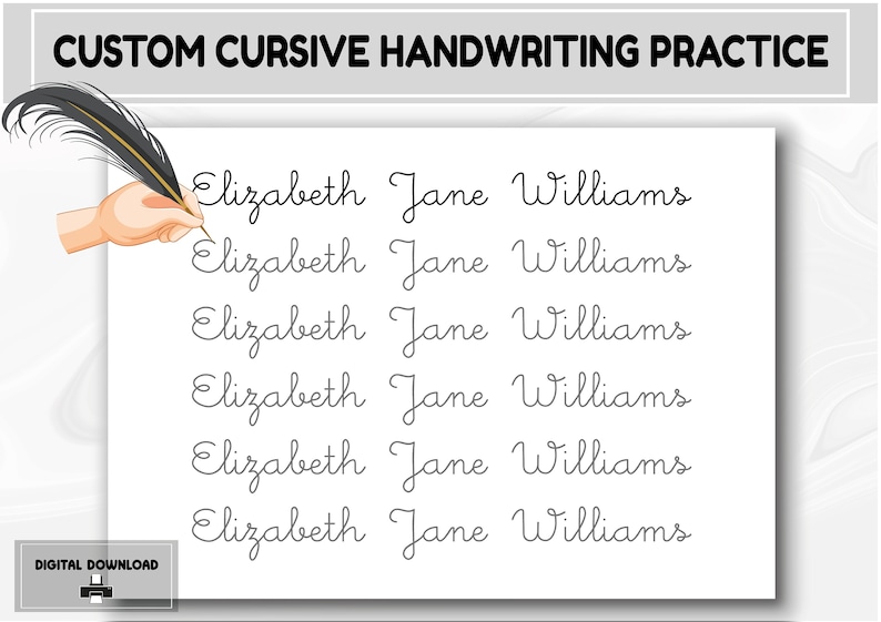 Custom Cursive Name Tracing Worksheet: Handwriting Practice (digital ...