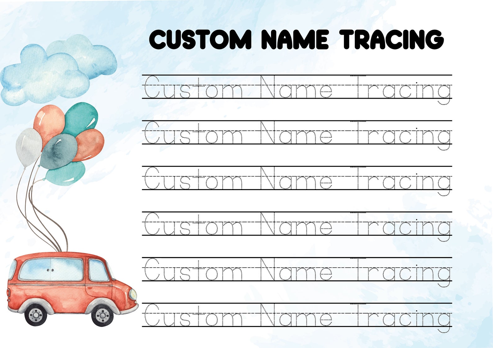 Custom Name Trace Worksheet, Personalized Handwriting Practice for Kids ...
