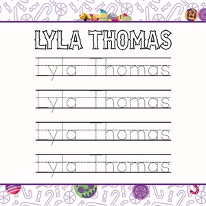 Custom Name Tracing Sheet, Halloween Themed Printable Name Writing ...