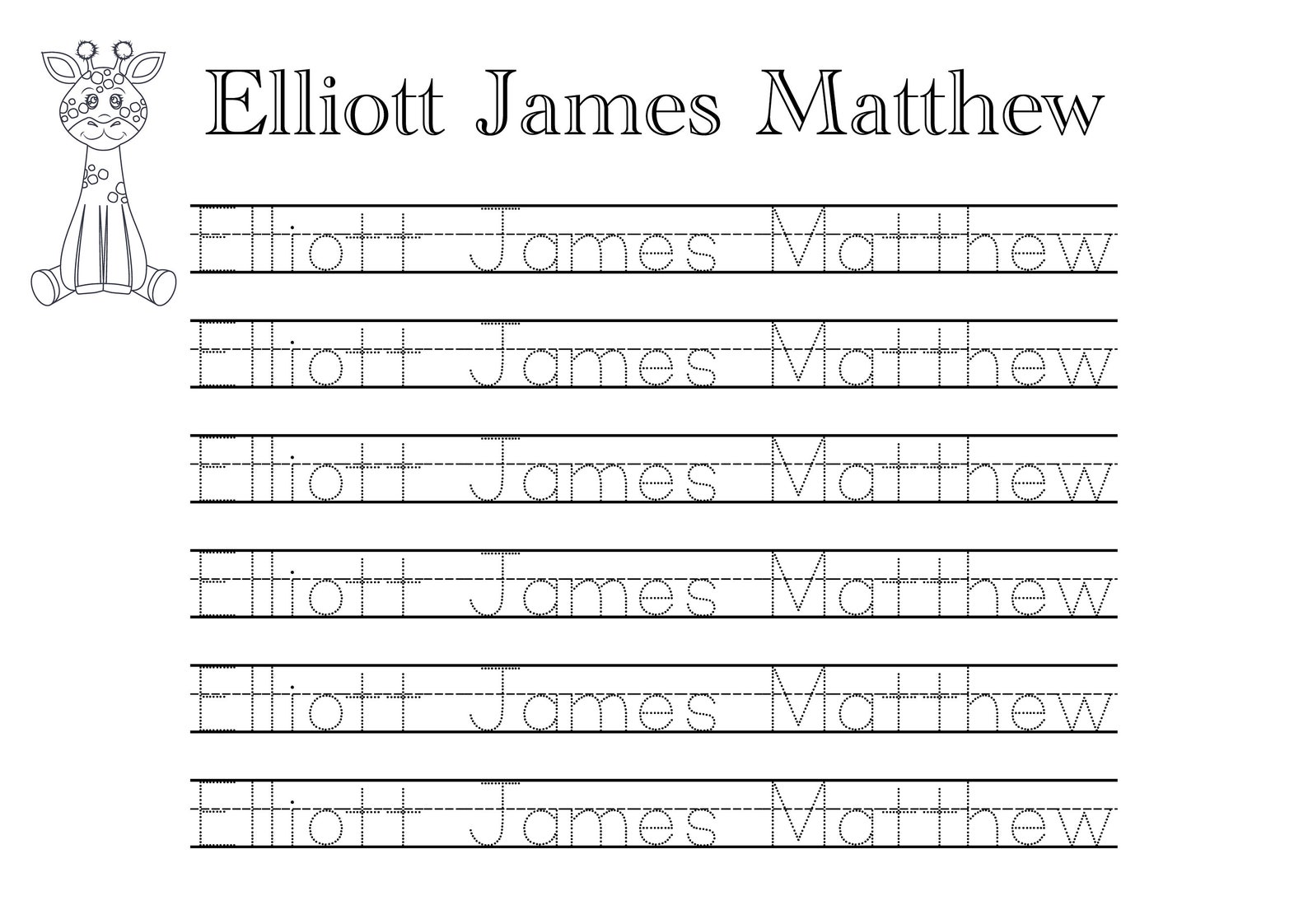 Printable Preschool Name Tracing Worksheet, Custom Name Tracing ...