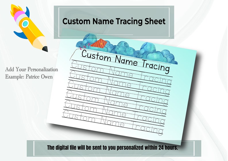 Custom Educational Tracing Sheet Personalized Trace Name - Etsy