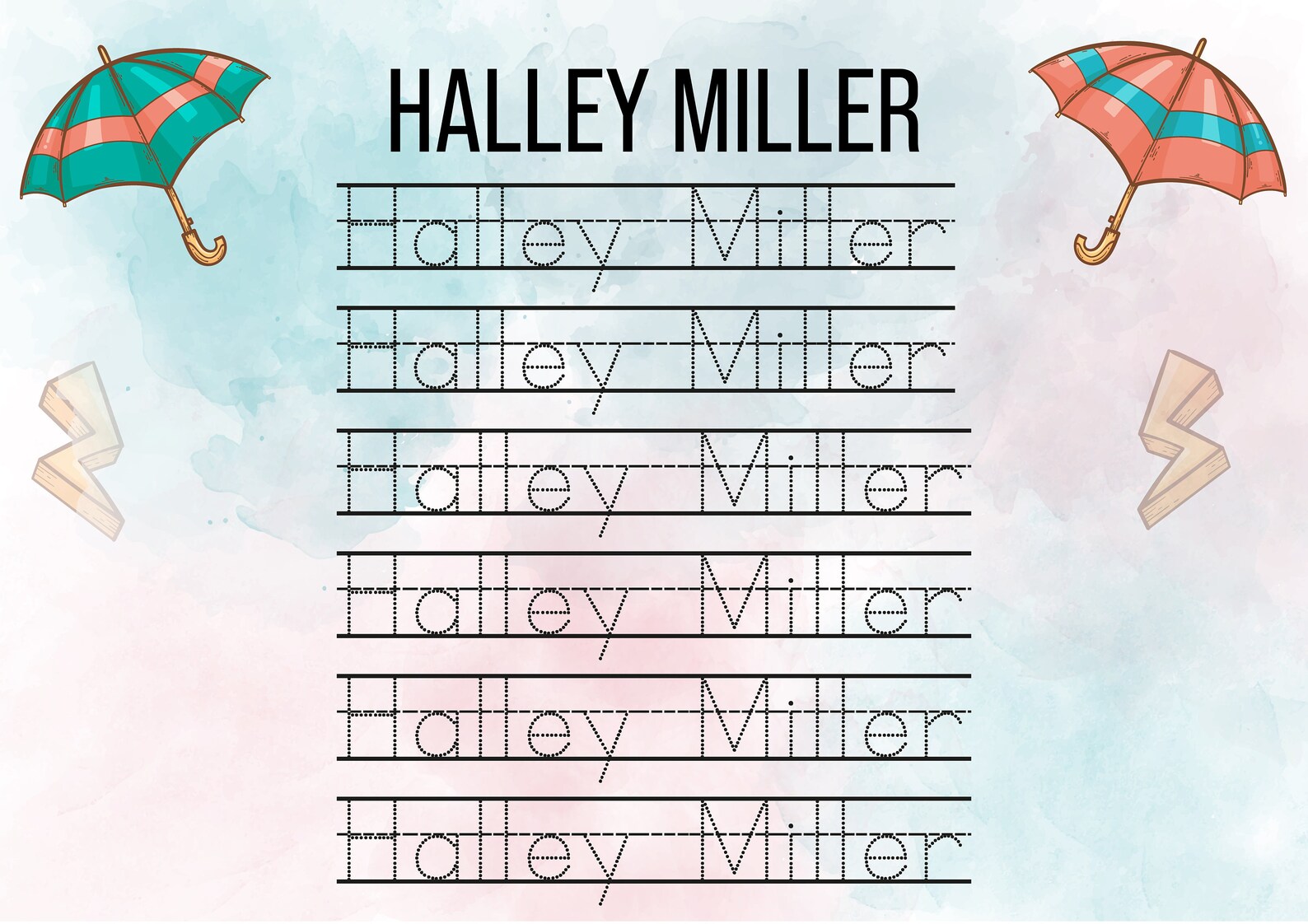 Custom Name Tracing Worksheets 3 Pages, Printable Handwriting Practice ...