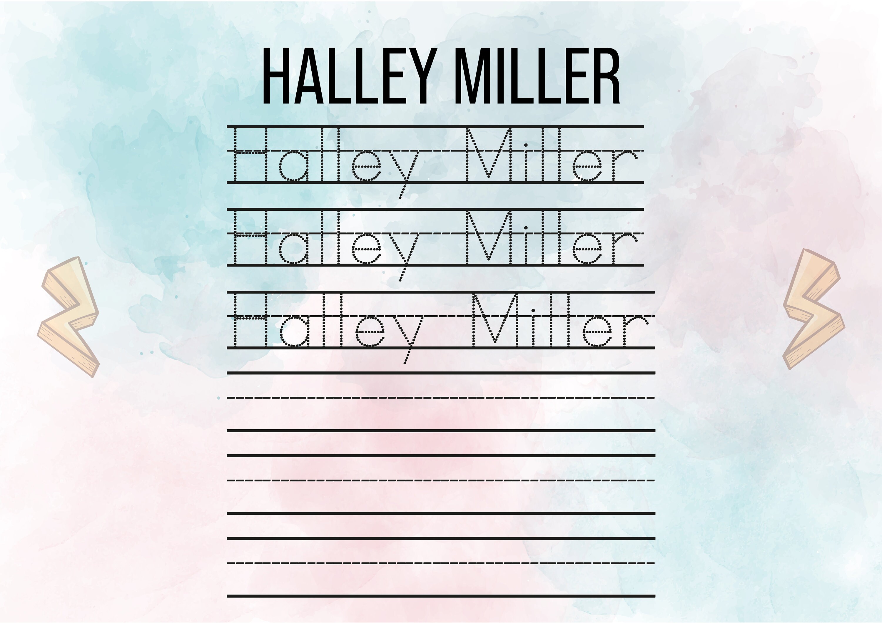 Custom Name Tracing Worksheets 3 Pages, Printable Handwriting Practice ...