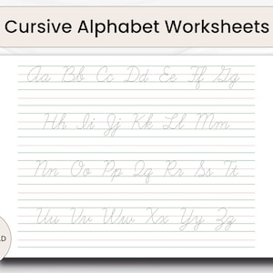Cursive Alphabet Tracing Worksheets: Handwriting Practice (digital ...